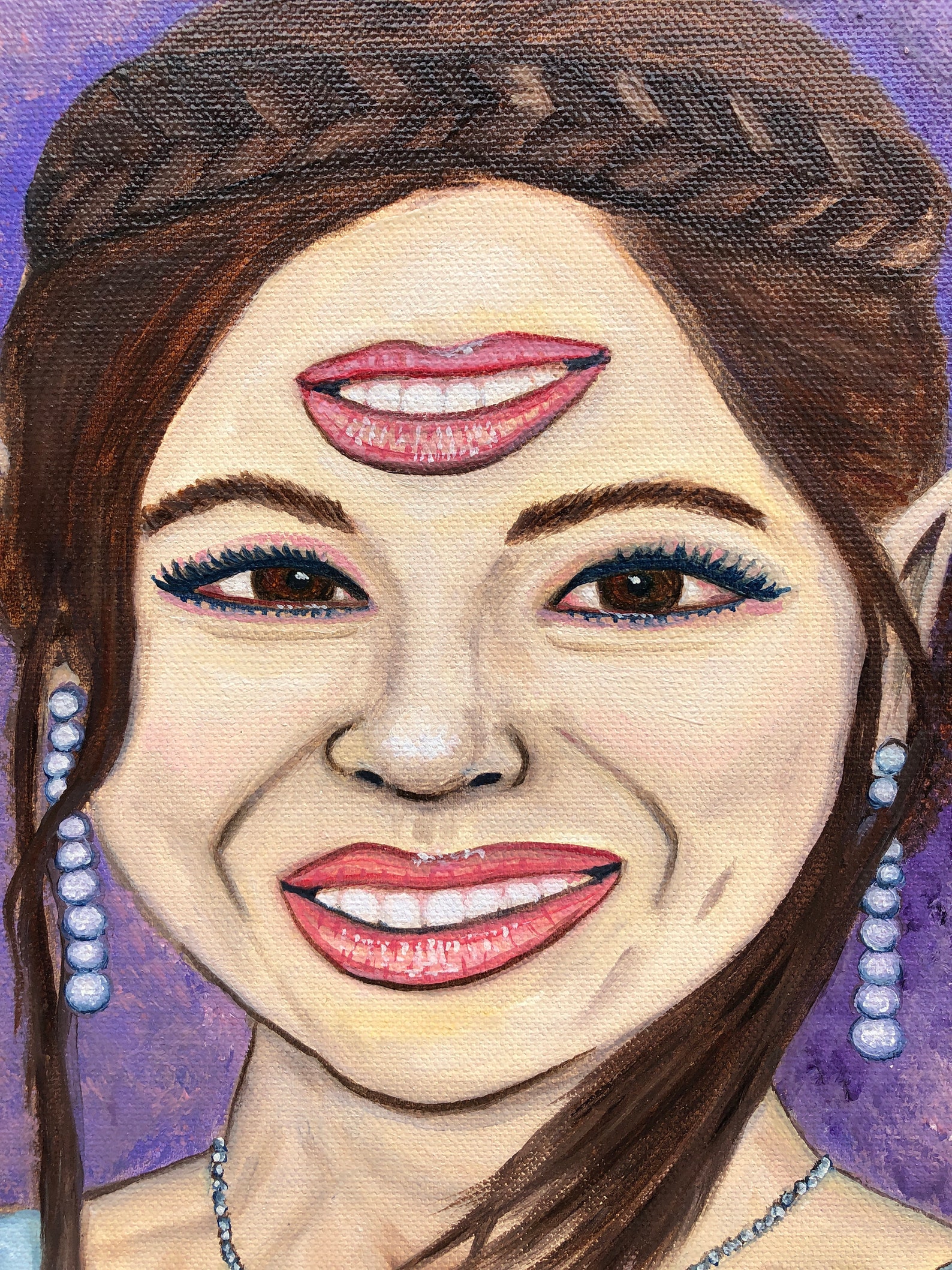 Original Surreal Girl W/2 Smiles Portrait - Etsy