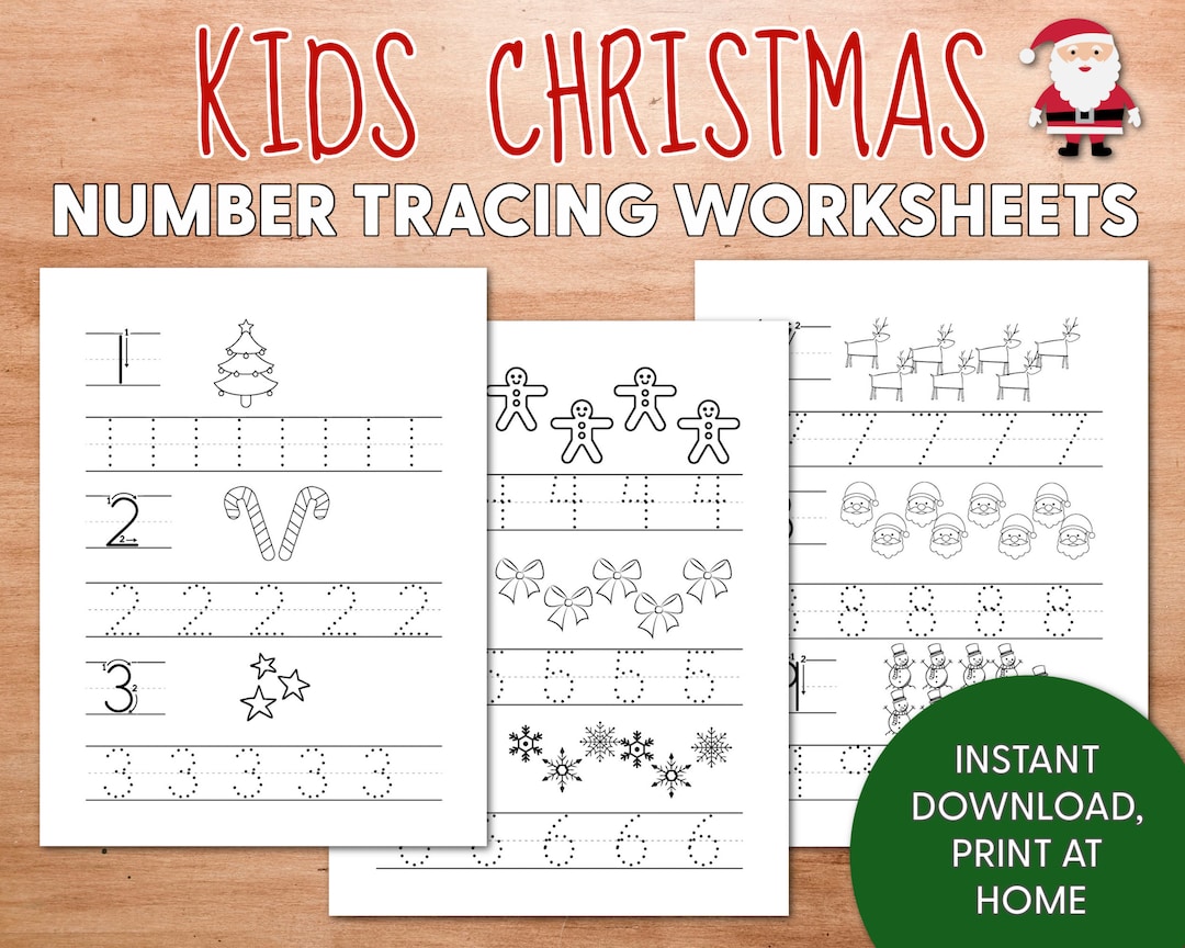 Kids Tracing Worksheet | Christmas Tracing Worksheet | Number Tracing ...