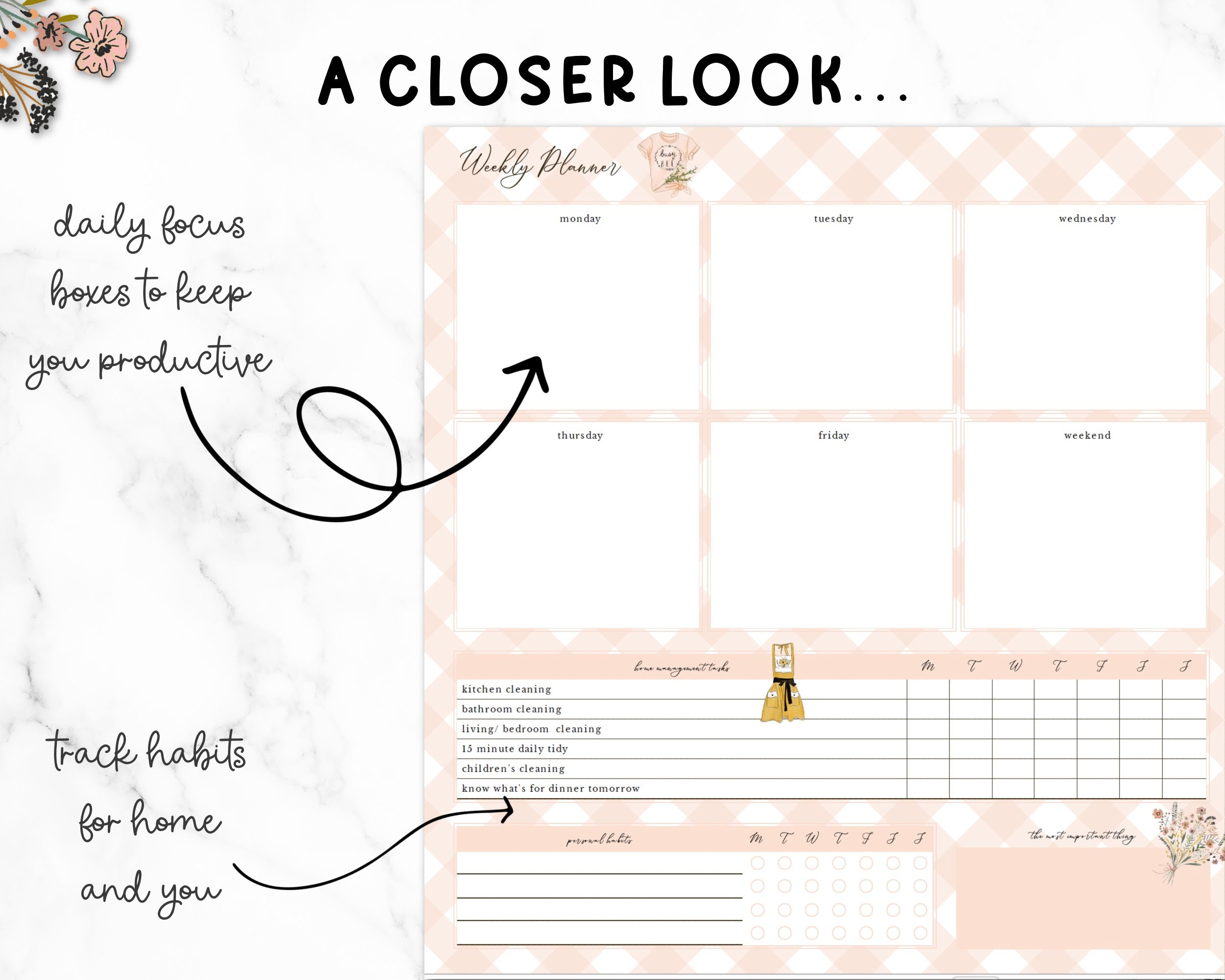 Printable Homemaker's Weekly Planning Sheet {springtime Busy Bee ...