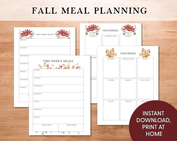Farmhouse Fall Meal Planning Printables US Letter 2 Styles | Etsy