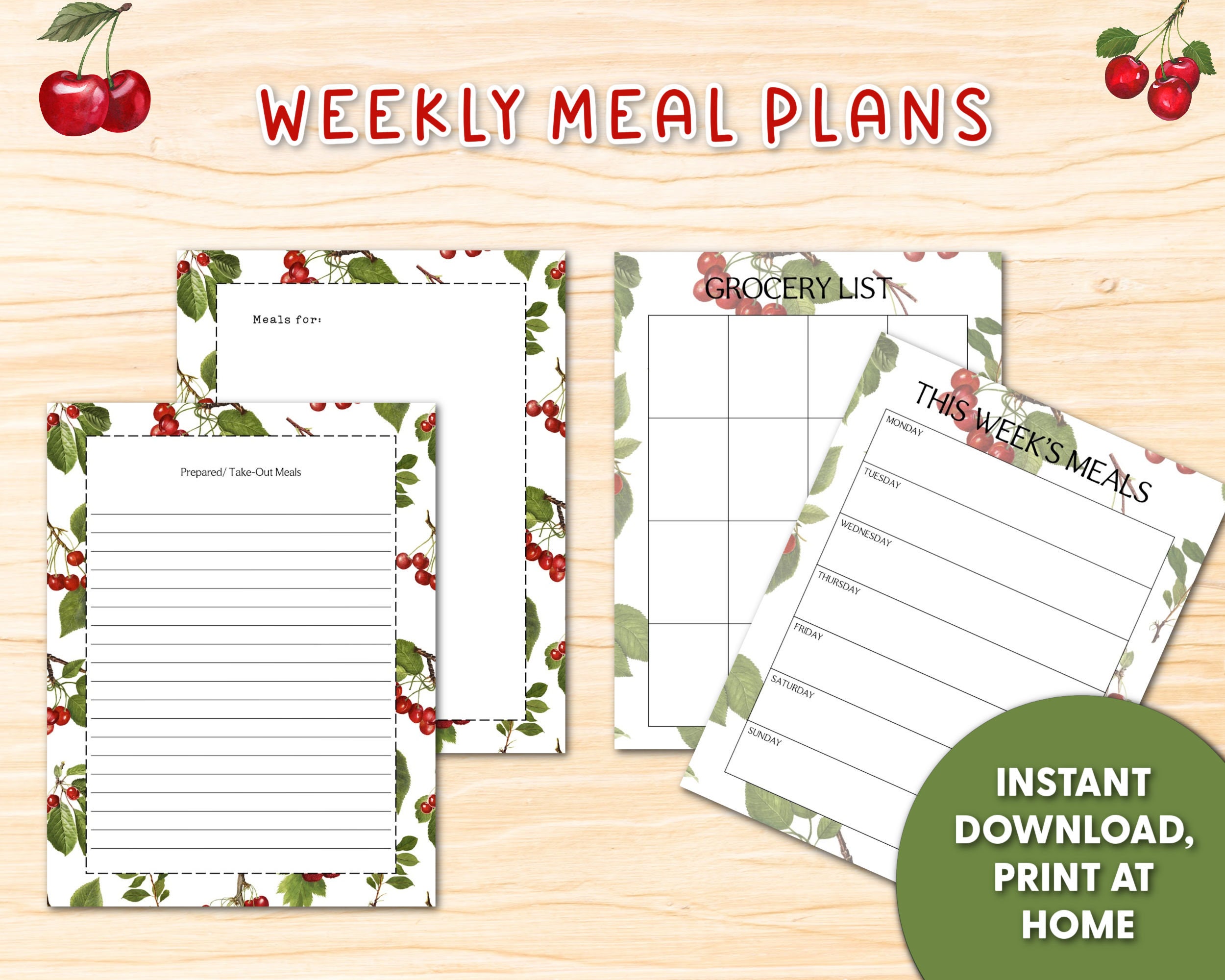 Printable Recipe Binder (vintage Cherries) | PDF Kitchen Binder to ...
