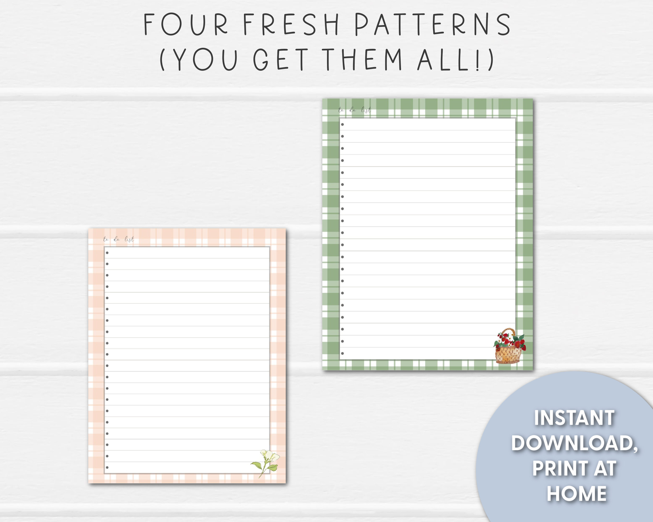 Country Gingham to Do List Printable Letter, A4, A5, Happy Size Planner ...