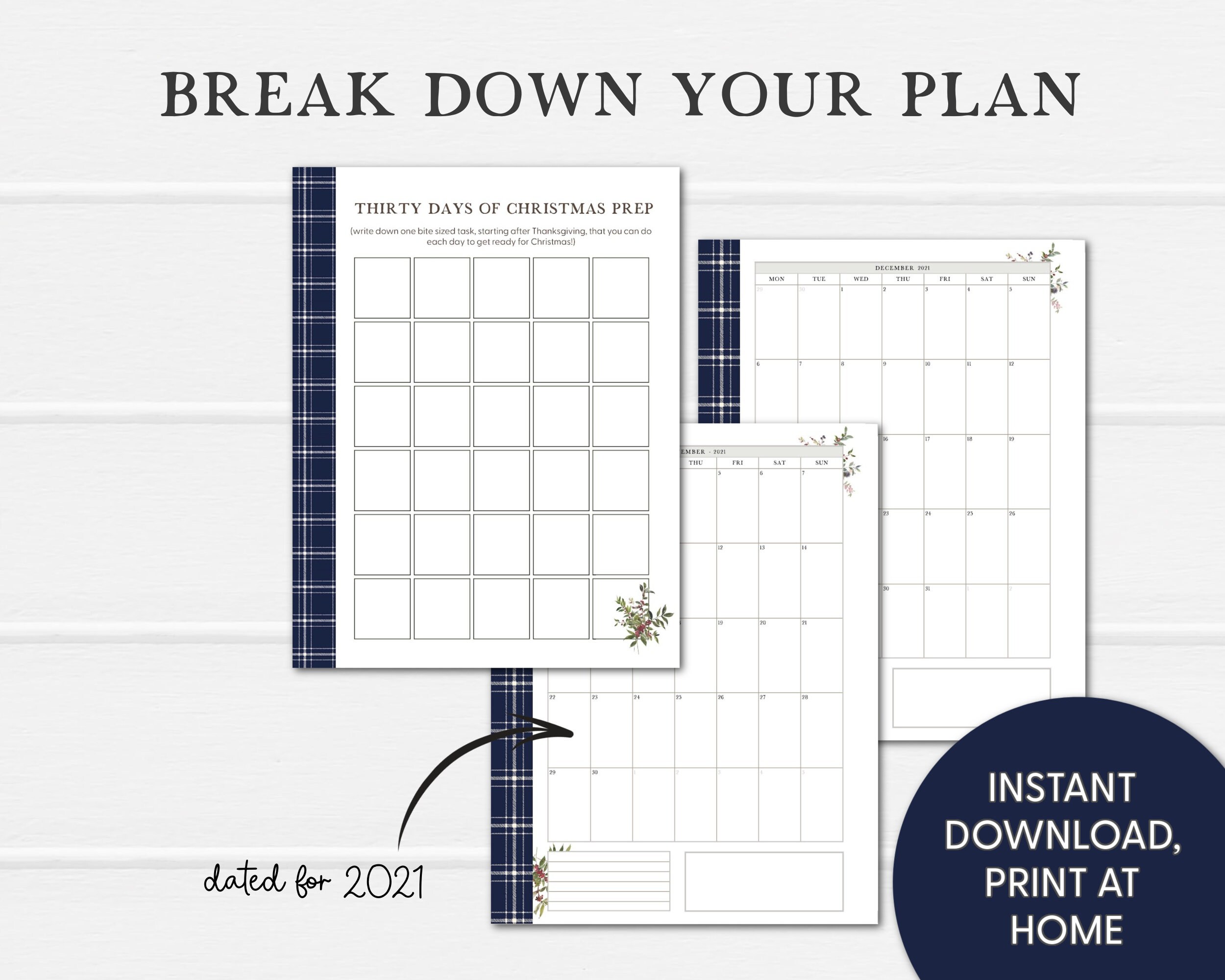 Farmhouse Printable Christmas Planner Happy Planner and Letter Size - Etsy