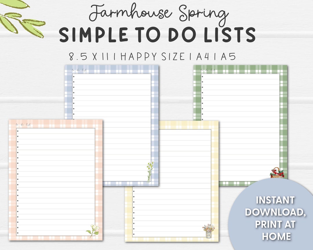 Country Gingham to Do List Printable | Letter, A4, A5, Happy Size ...