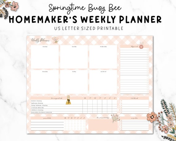 Printable Homemaker's Weekly Planning Sheet springtime | Etsy