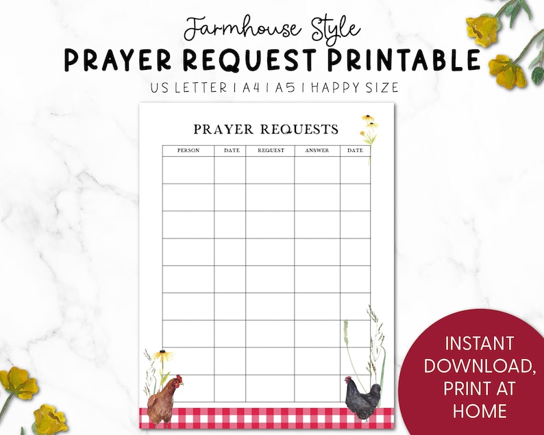 Printable Prayer Request Log | PDF for Prayer Requests | US Letter | A4 ...