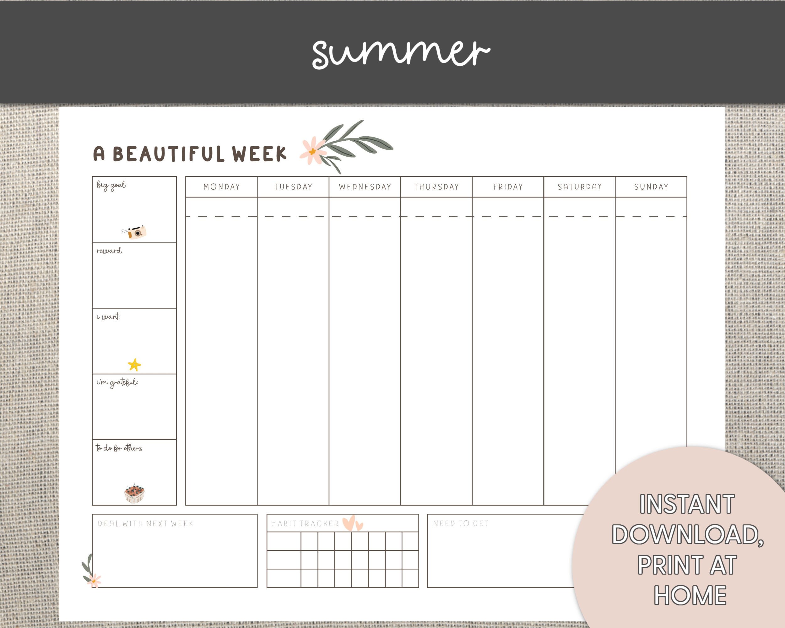 Seasonal Weekly Printable Planner Pages (8.5 X 11) | Seasonal Weekly ...