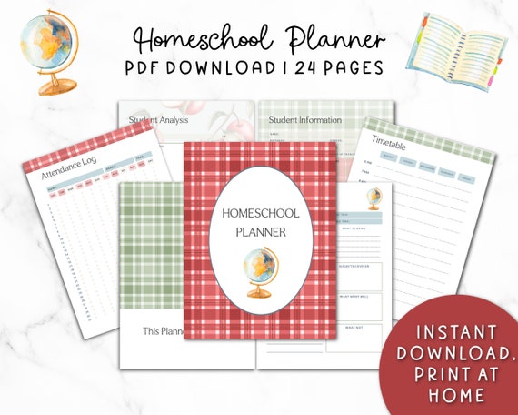 Printable Homeschool Planner PDF Download With Apples and - Etsy