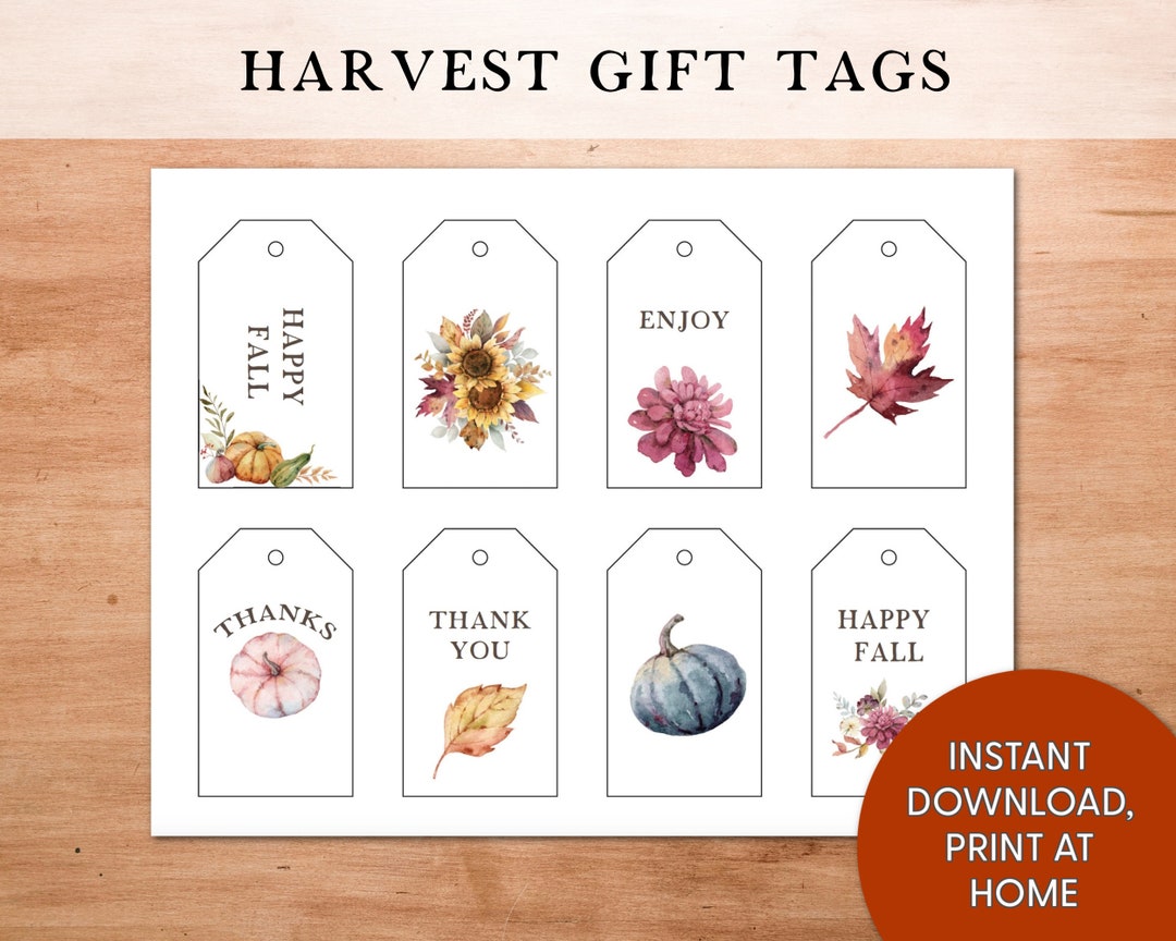 Printable Fall Gift Tags (harvest/ Thanksgiving Favor Tags) - Etsy
