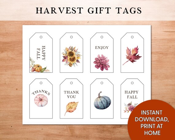 Printable Fall Gift Tags harvest/ Thanksgiving Favor Tags - Etsy