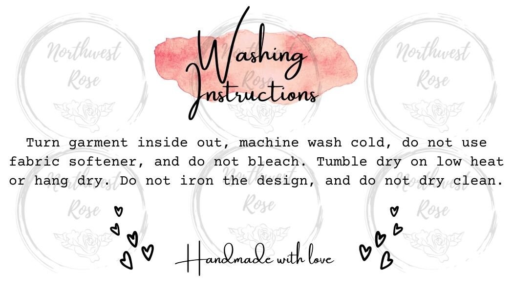 Washing Instructions Digital PNG File, Vinyl Care, Shirt Care - Etsy