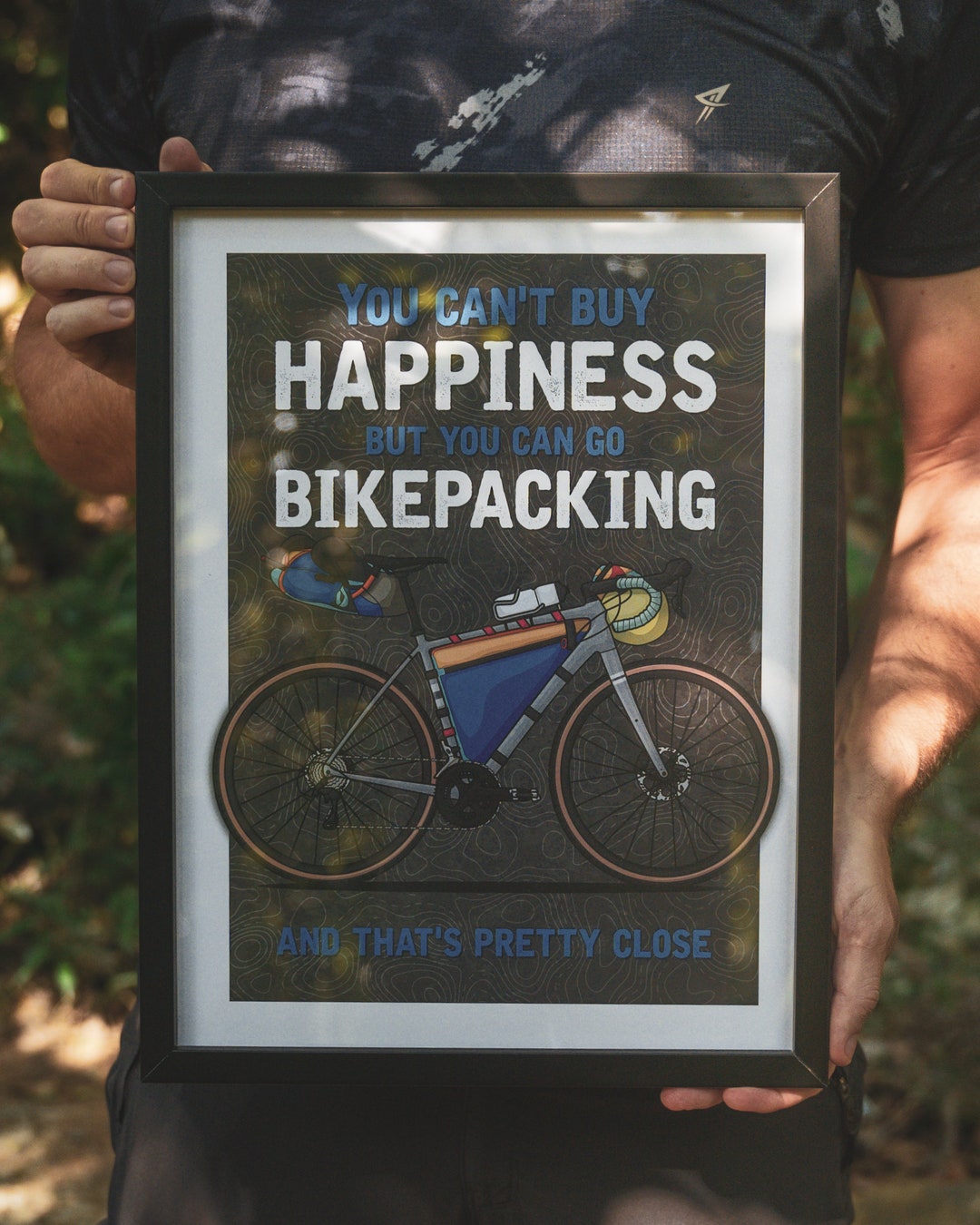 Happiness Bikepacking Poster | Cycling Print | Bicycle Wall Art ...