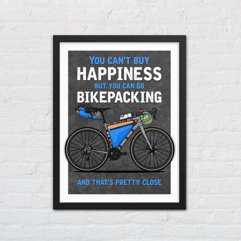Happiness Bikepacking Poster | Cycling Print | Bicycle Wall Art ...