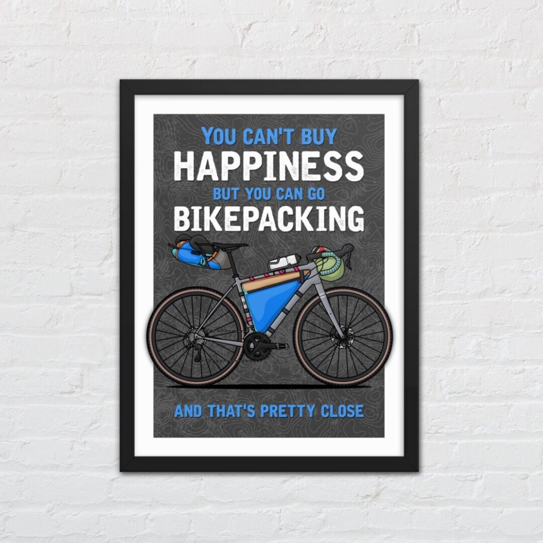 Happiness Bikepacking Poster | Cycling Print | Bicycle Wall Art ...