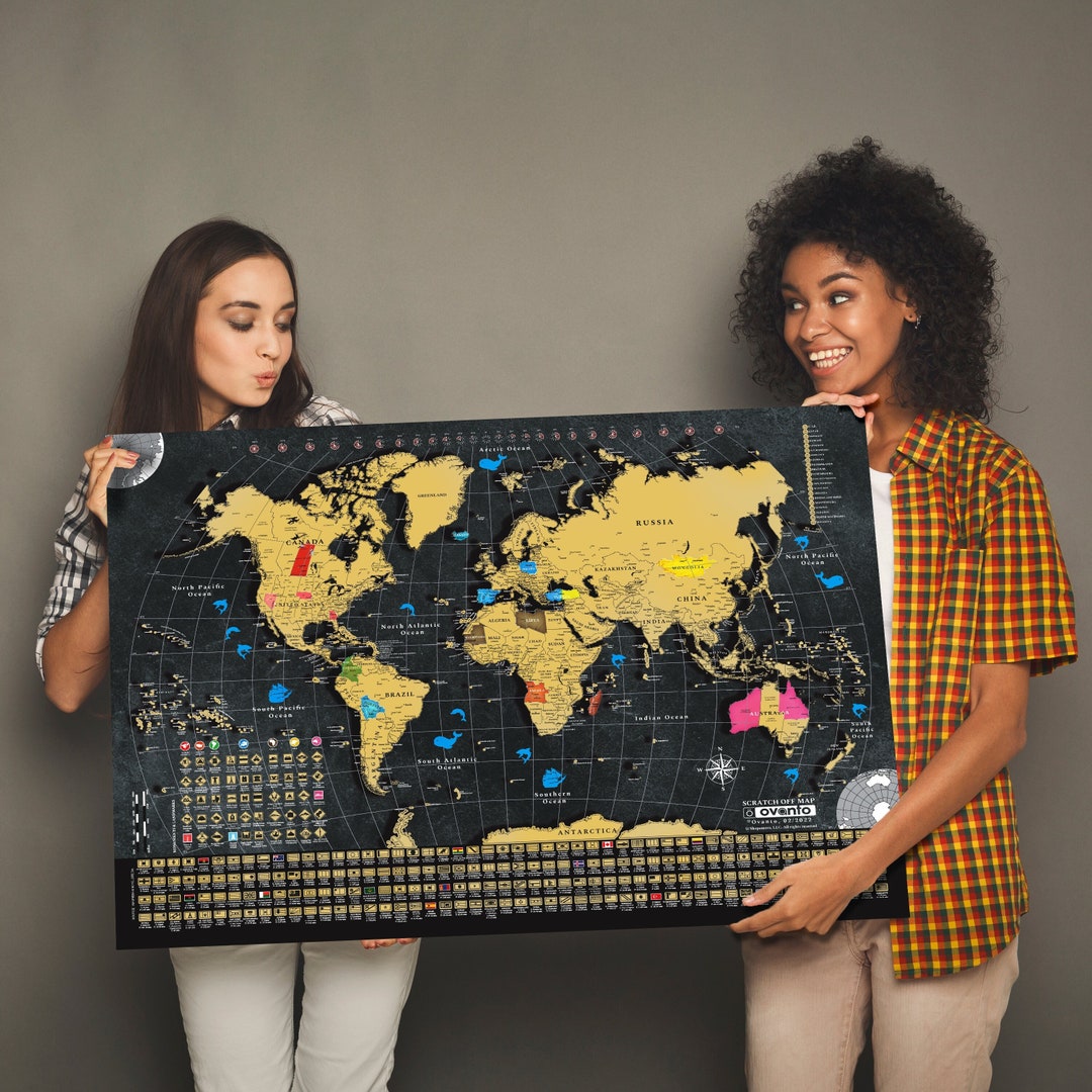 Scratch off World Map 17x24 World Map Poster. Map With Super Easy ...