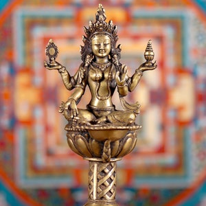 Lakshmi Oil Lamp panas/diya 11 Nepalese Brass Deepam With Lotus Base ...