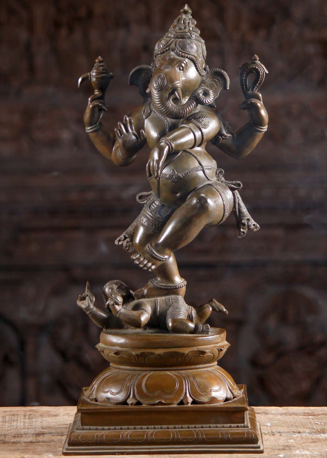 Bronze Ganesh Statue Dancing on Dwarf of Ignorance Like His Father ...