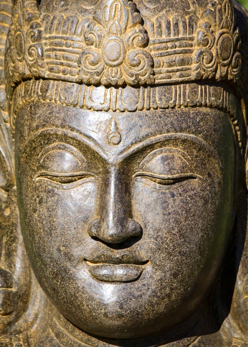 Hand Carved Lava Stone Devi Bust - Indonesian Garden Statue 32" - Etsy