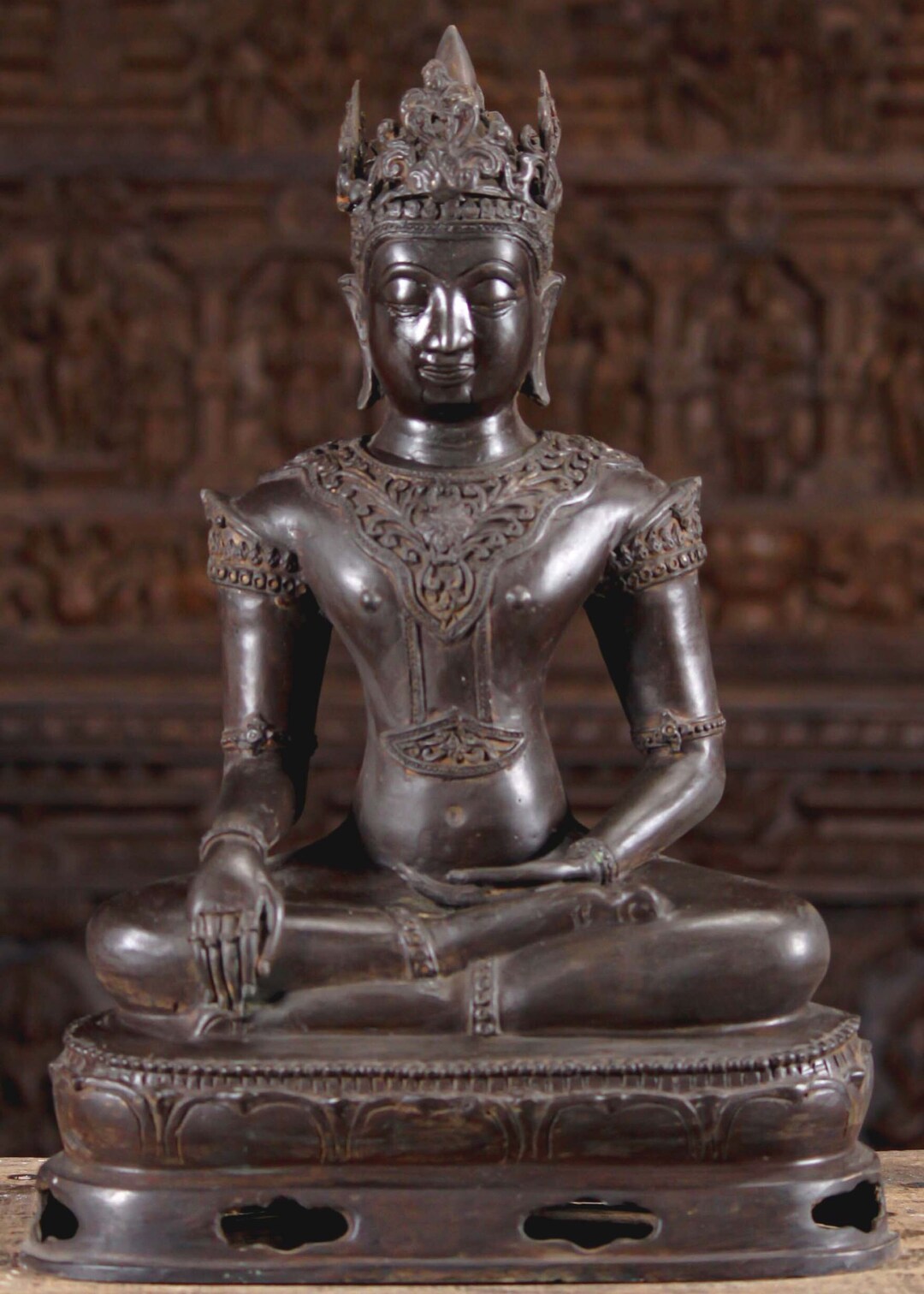 Thai Brass Royal Buddha Statue Meditating in Ardha Padmasana or Half ...