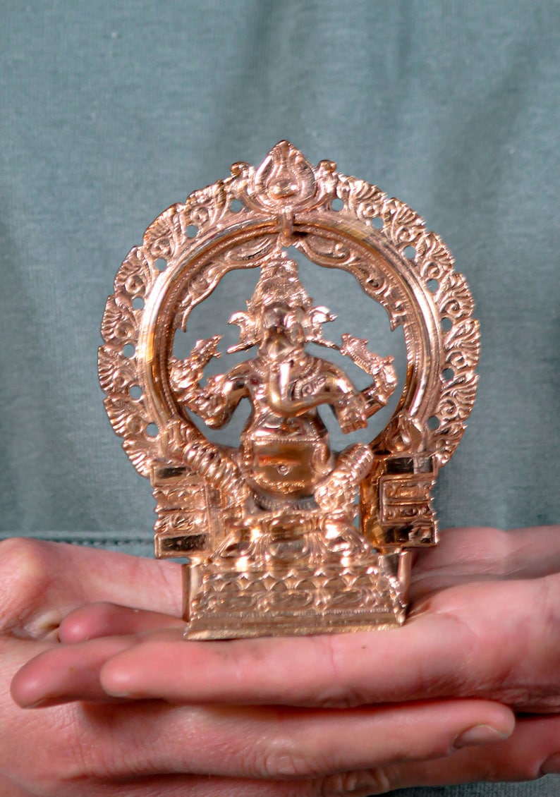 Handmade Panchaloha Bronze Ganesh Statue - Golden Polish, Tamil Nadu - Etsy