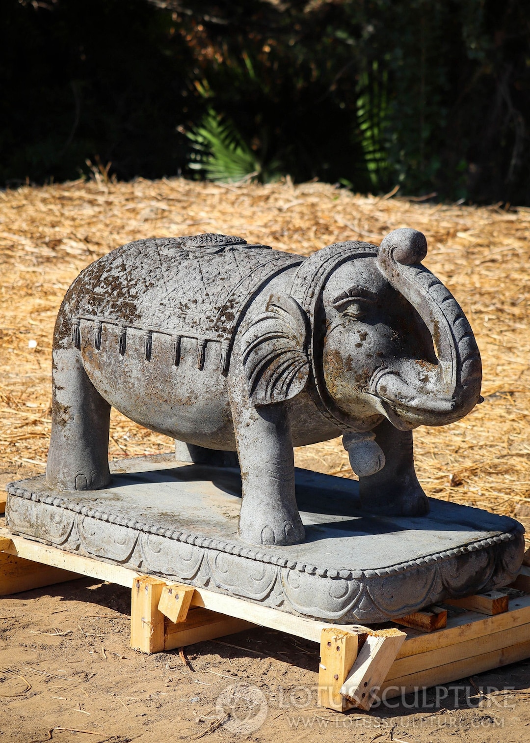 Rustic Hand-carved Lava Stone Elephant: Raised Trunk for Good Luck on ...