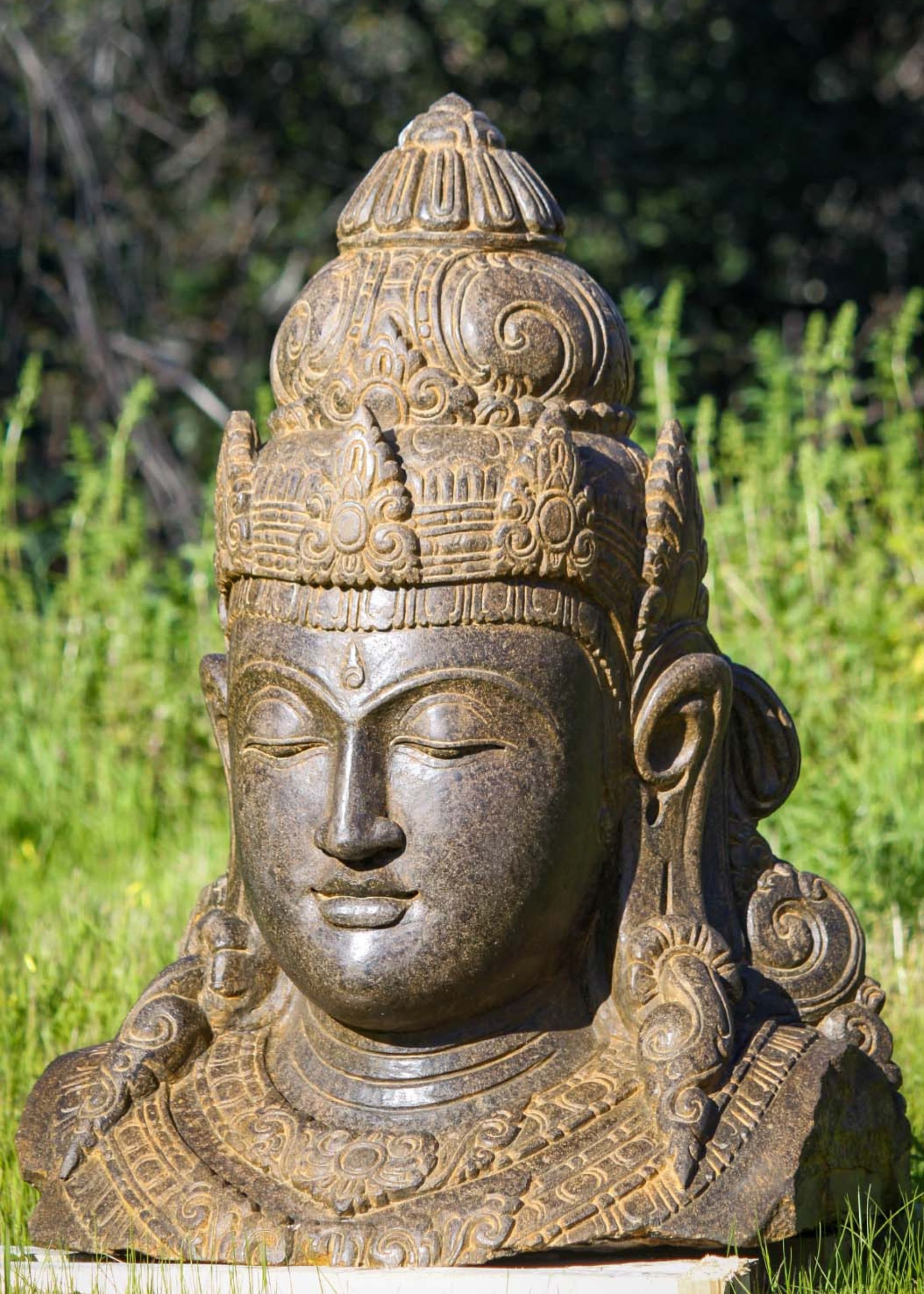 Hand Carved Lava Stone Devi Bust - Indonesian Garden Statue 32" - Etsy