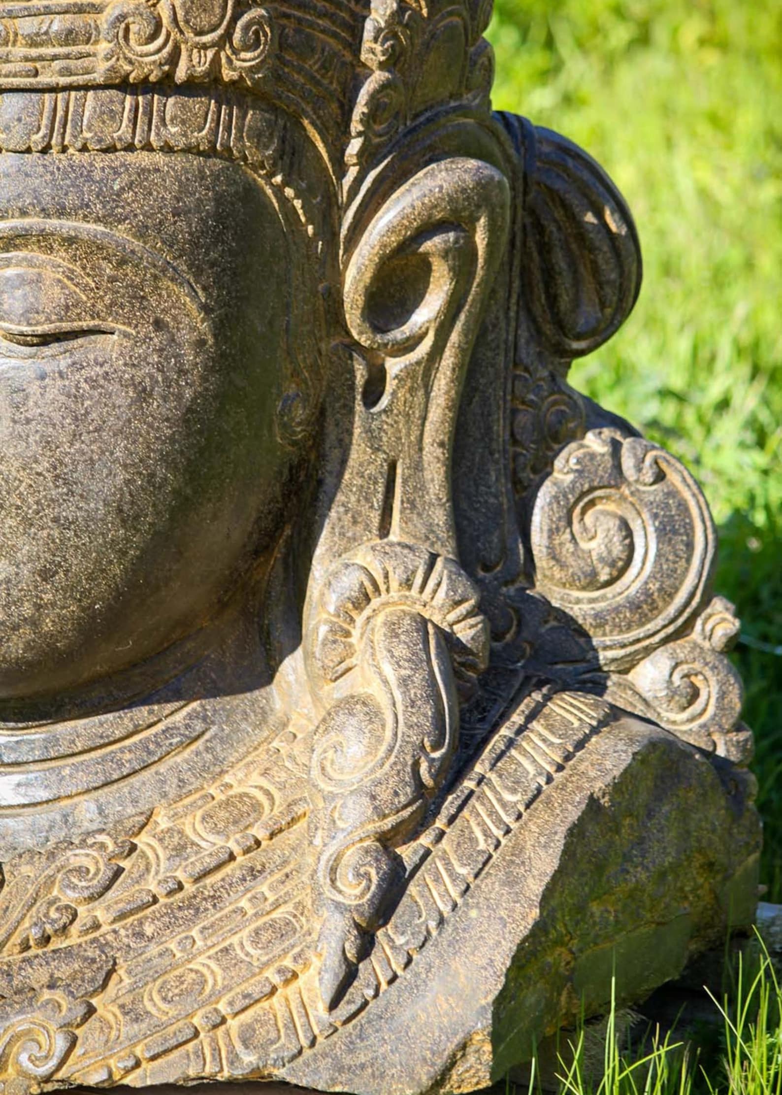 Hand Carved Lava Stone Devi Bust - Indonesian Garden Statue 32" - Etsy