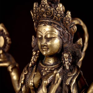 Lakshmi Oil Lamp (panas/diya) - 11" Nepalese Brass Deepam With Lotus ...