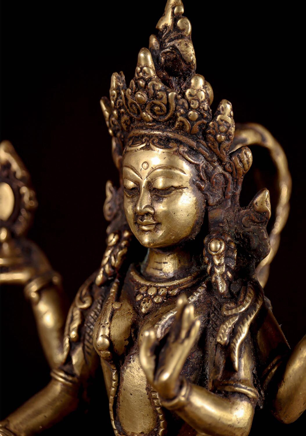Lakshmi Oil Lamp (panas/diya) - 11" Nepalese Brass Deepam With Lotus ...