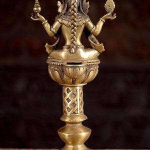 Lakshmi Oil Lamp (panas/diya) - 11" Nepalese Brass Deepam With Lotus ...