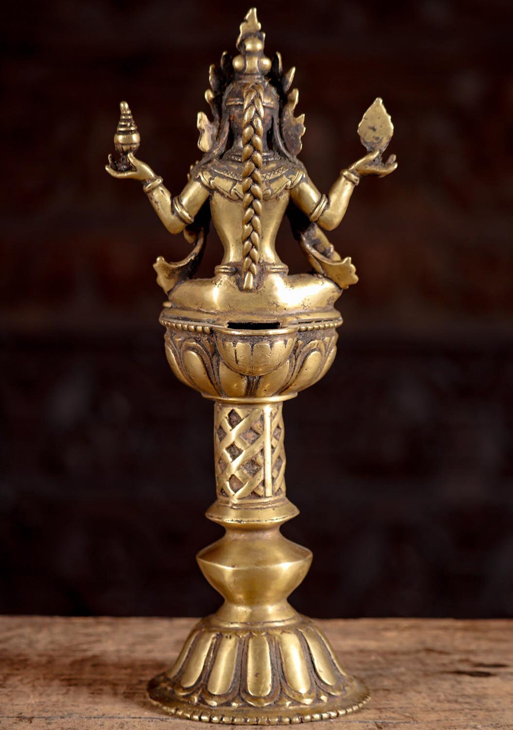Lakshmi Oil Lamp panas/diya 11 Nepalese Brass Deepam With Lotus Base ...