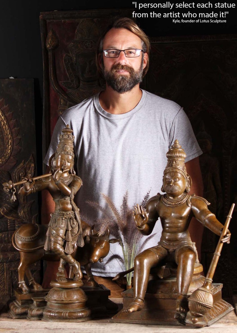 Bronze Statue of Lord Hanuman in Abhaya Mudra Holding Large Gada Club ...