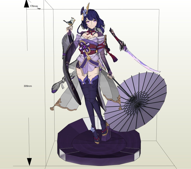 Genshin Impact Raiden Shogun, Papercraft Figure, Digital, PDF Template, DIY, A4, 1:6 Figure ...