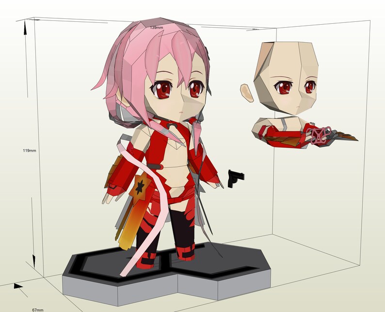 Guilty Crown Inori Yuzuriha Nendoroid, Papercraft Figure, Digital, PDF ...