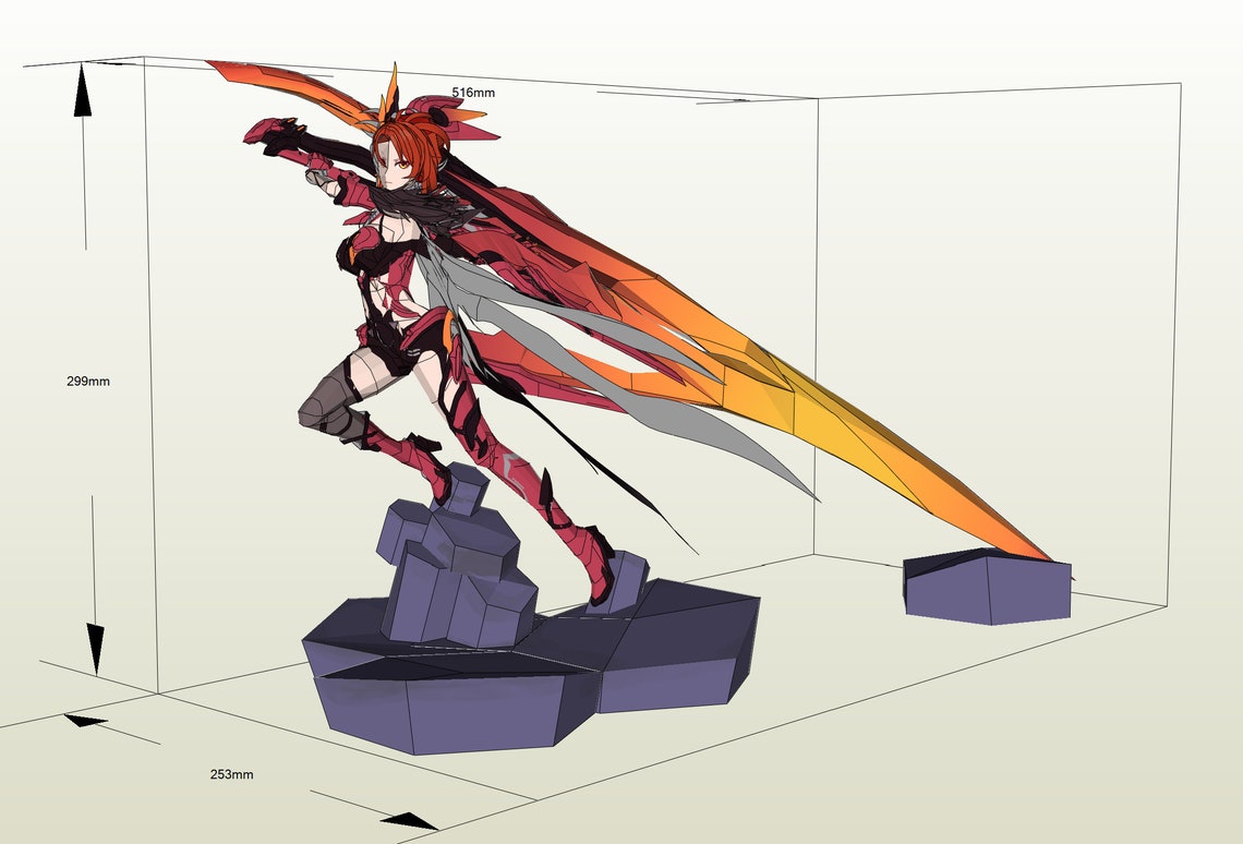 Honkai Impact 3 Murata Himeko Vermillion Knight, Papercraft Figure ...