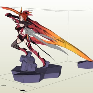 Honkai Impact 3 Murata Himeko Vermillion Knight, Papercraft Figure ...