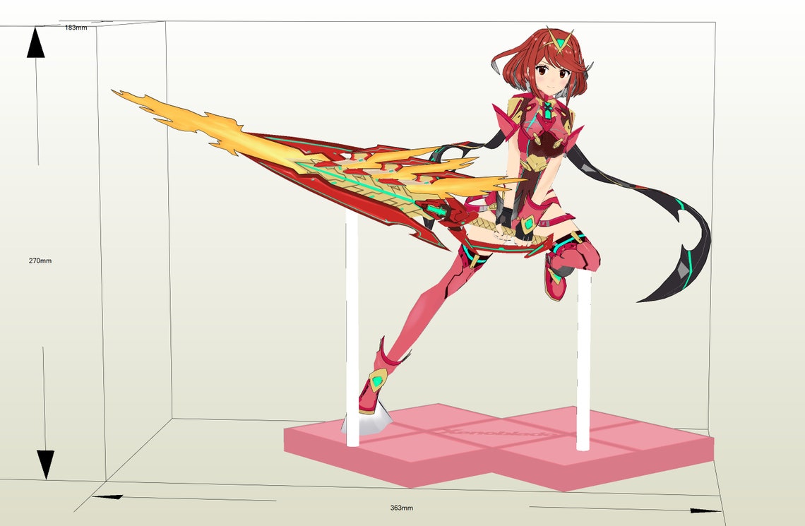 Xenoblade 2 Pyra, Papercraft Figure, Digital, PDF Template, DIY, A4, 1: ...