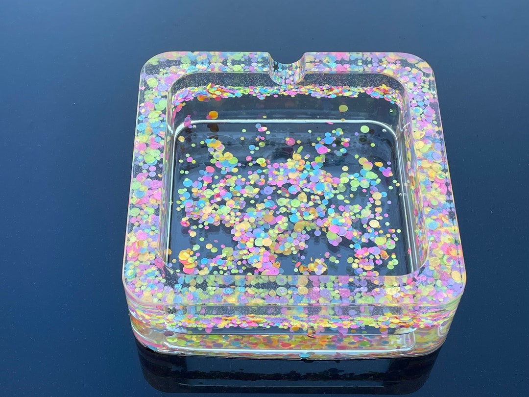 Square Ashtray, Confetti Ashtray, Glitter Ashtray, Jewelry Holder, Confetti, Confetti Glitter ...