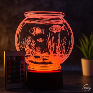 LED Aquarium Table Lamp - Easy-care Decorative Lamp for a Relaxing ...
