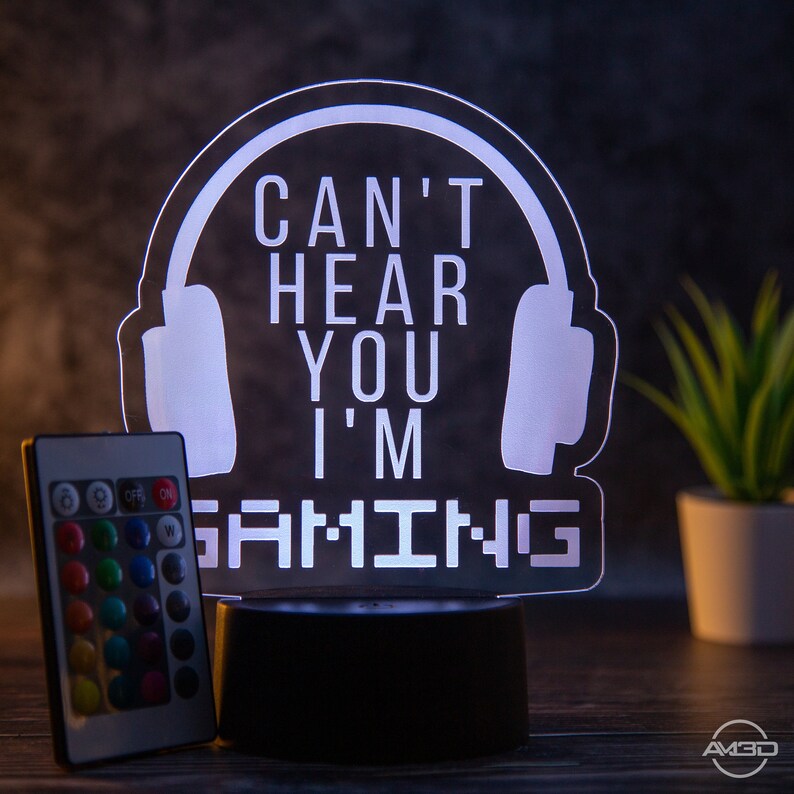 Gaming Table Lamp for Children's Room - I Can't Hear You - LED Night ...