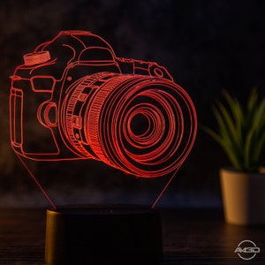 Table Lamp Camera // Photographer // Night Light LED Acrylic // Gift ...