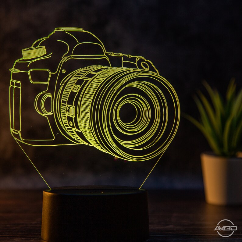 Table Lamp Camera // Photographer // Night Light LED Acrylic // Gift ...
