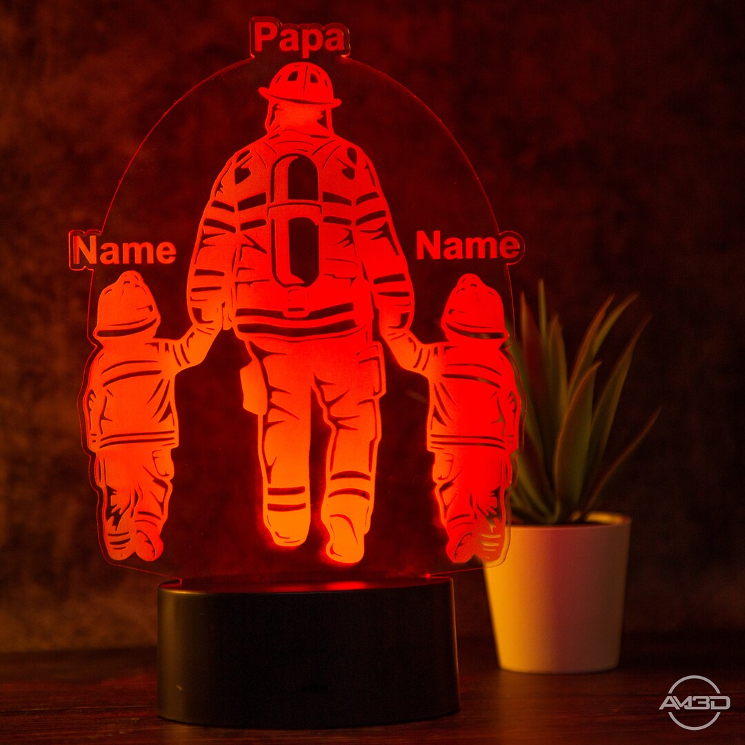 Personalized Table Lamp Fireman Ideal Gift for Firefighters or as a ...