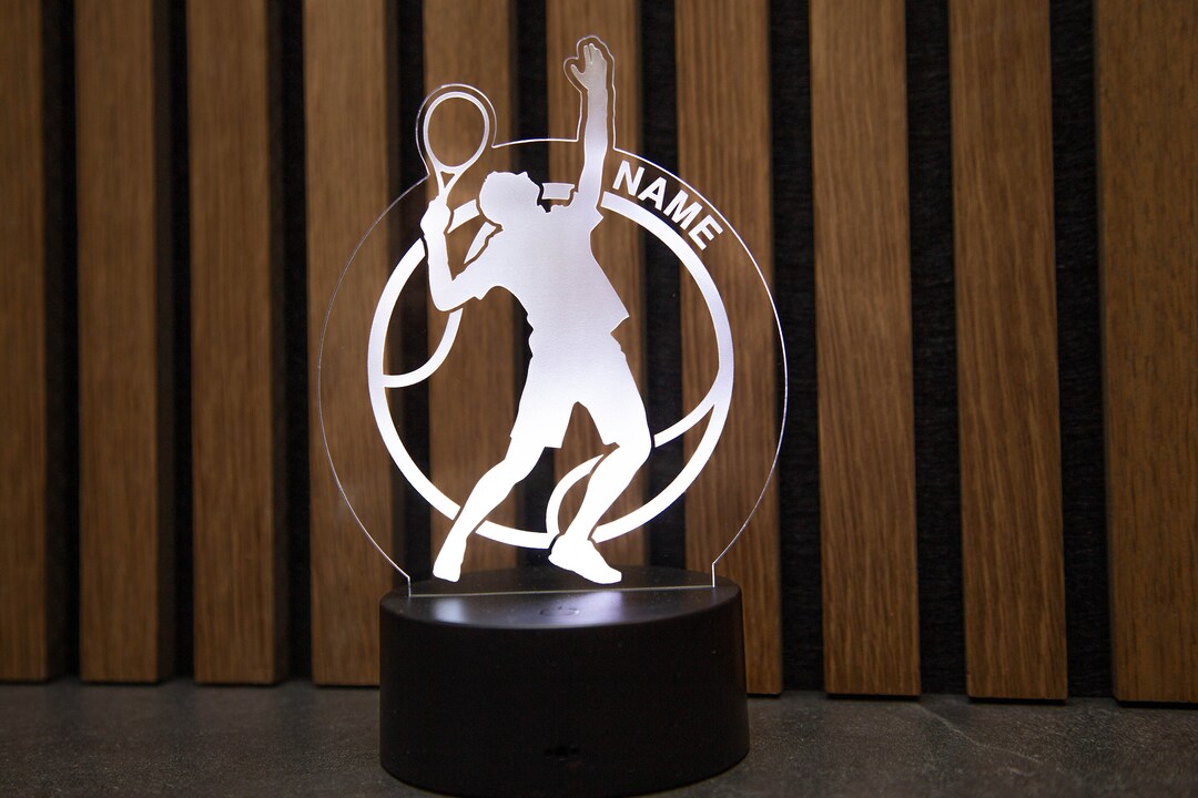 Personalized Table Lamp Tennis Player LED Night Light Made of Acrylic ...