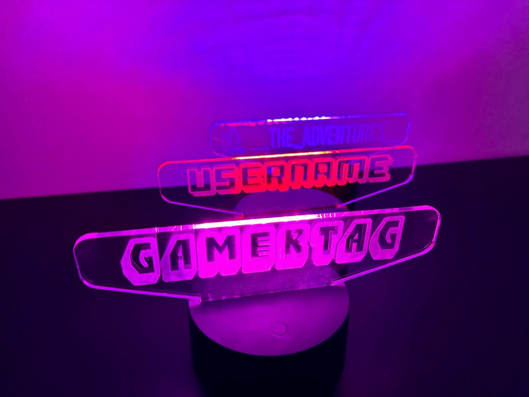 Customizable LED Acrylic Lamp Gamertag, Hashtag, Username - Etsy