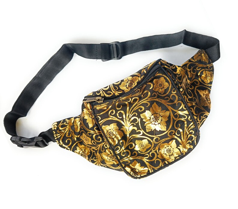 Hand Crafted Gold Foil Print Bum Bag Waist Bag Fanny Pack Travel ...