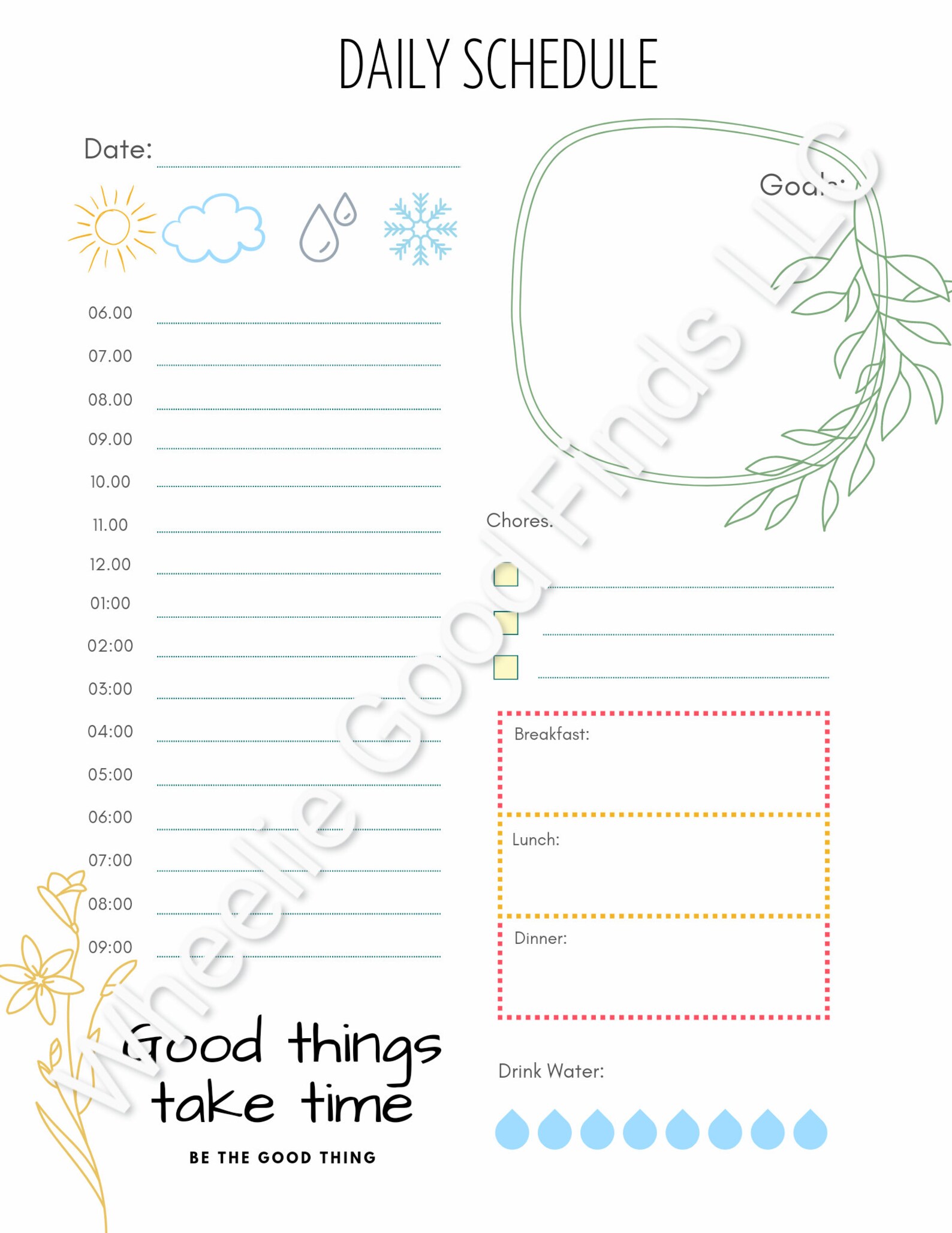 Minimalist Printable Daily Planner Schedule - Etsy
