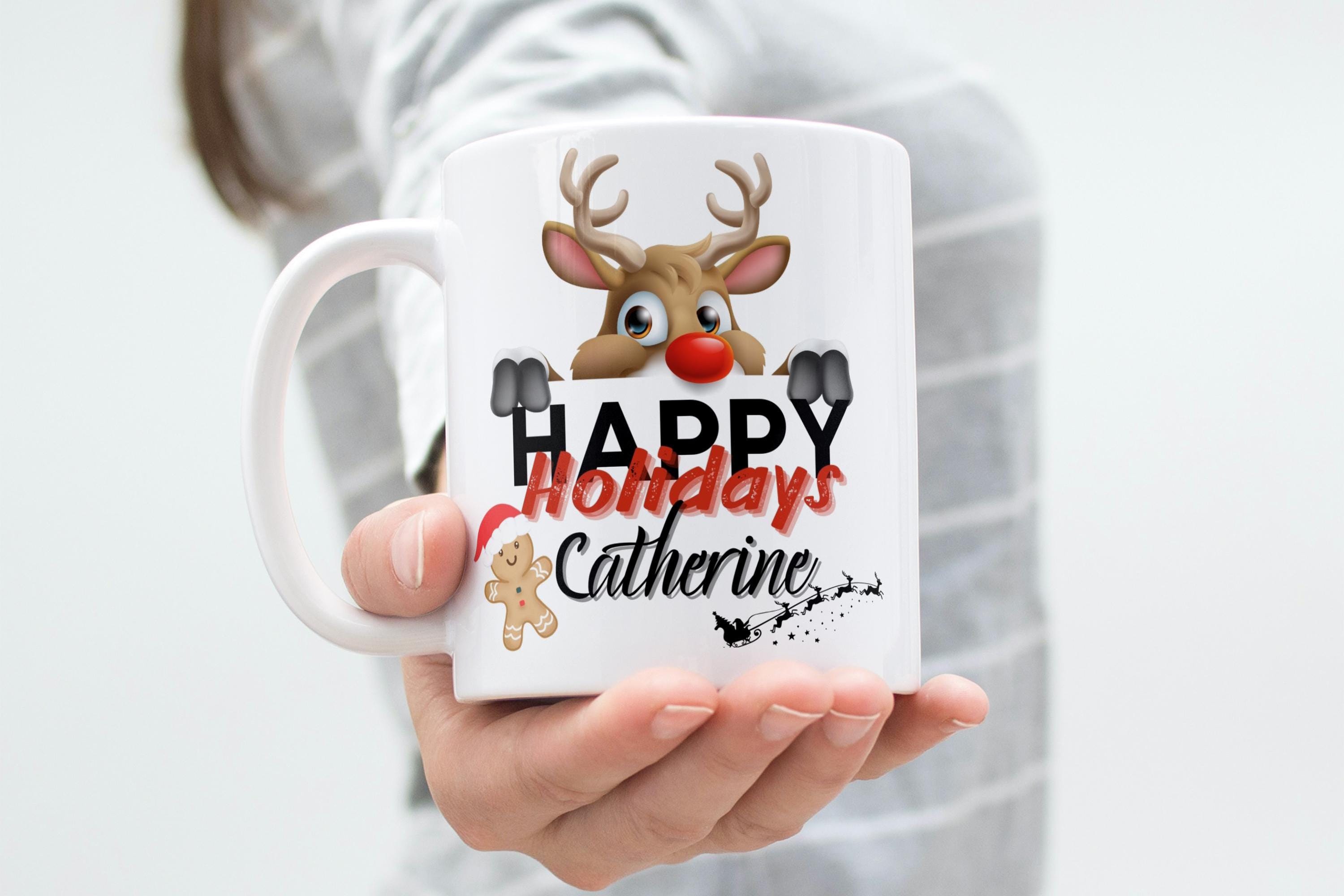 Personalized Christmas Reindeer Mug,,custom Reindeer Mug,perfect ...