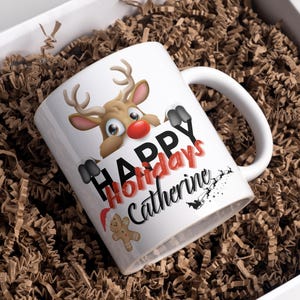 Personalized Christmas Reindeer Mug,,custom Reindeer Mug,perfect ...