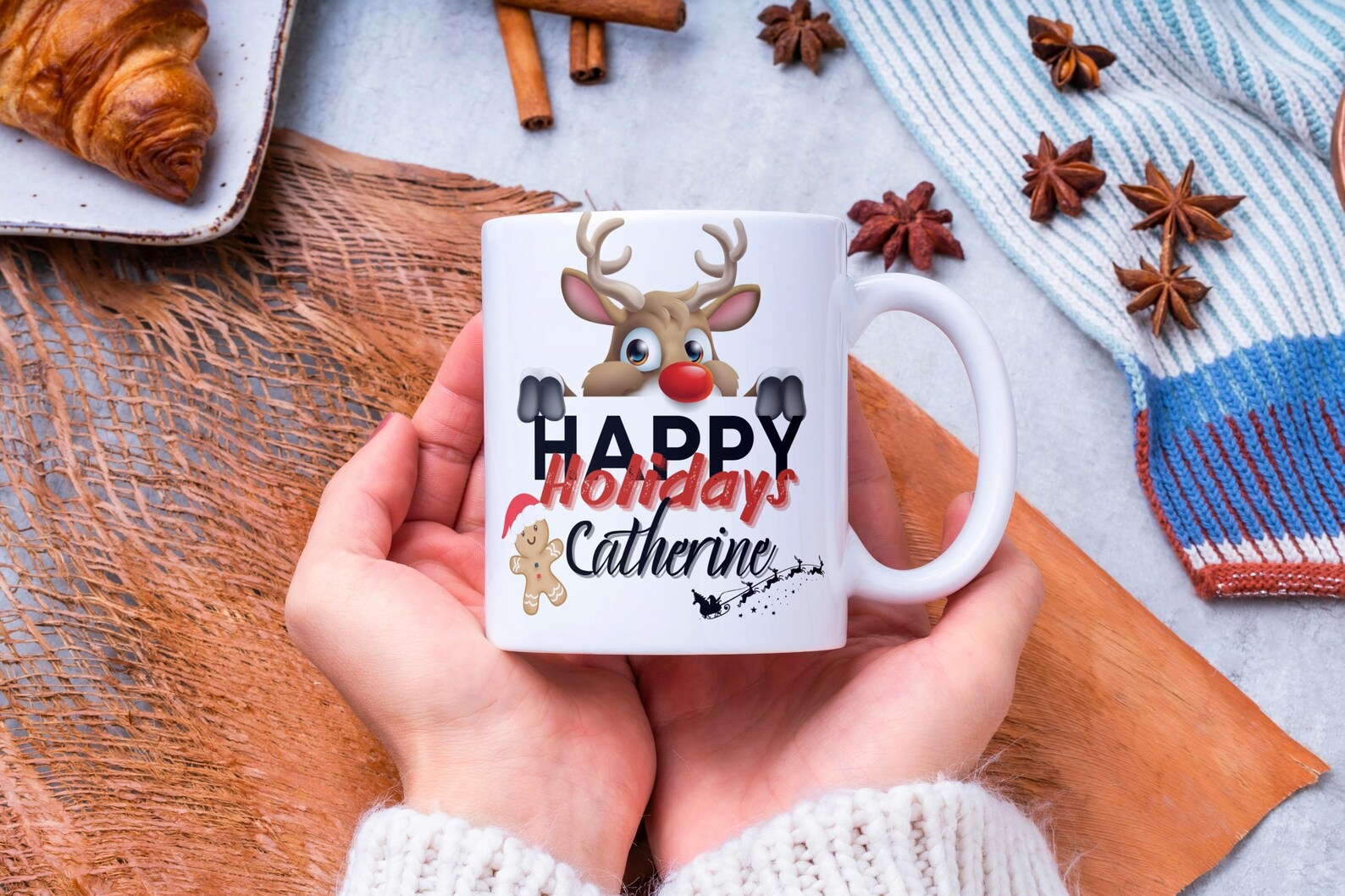 Personalized Christmas Reindeer Mug,,custom Reindeer Mug,perfect ...